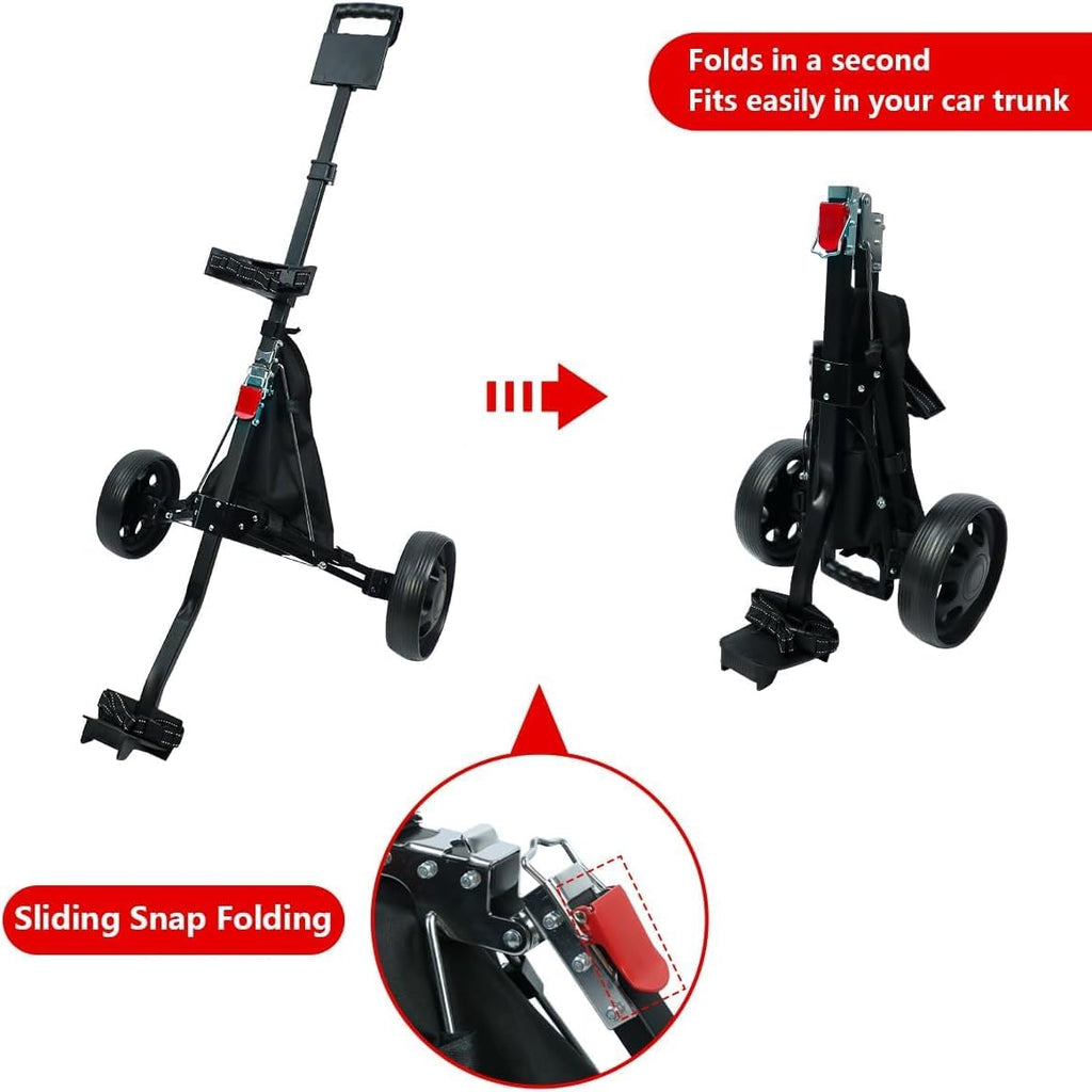 HOW TRUE 2 Wheel Foldable Golf Push Cart Collapsible Golf Trolley Push ...