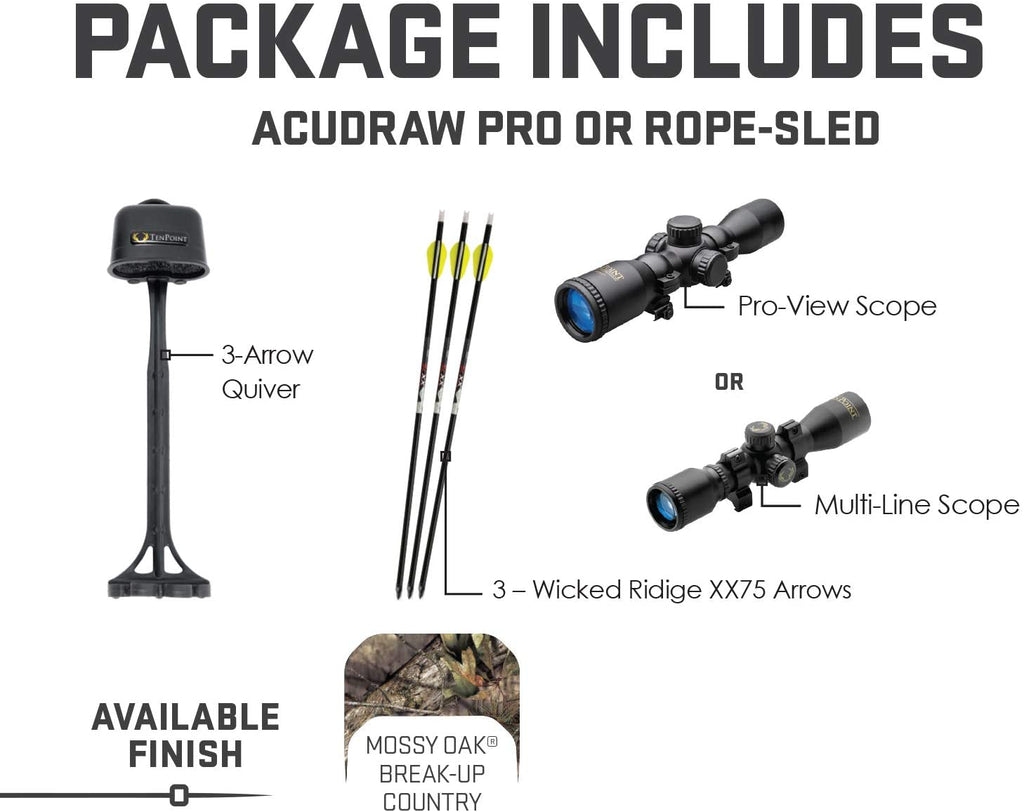 Wicked Ridge RDX 400 Crossbow with Acudraw Pro, Pro View Scope, Packag ...